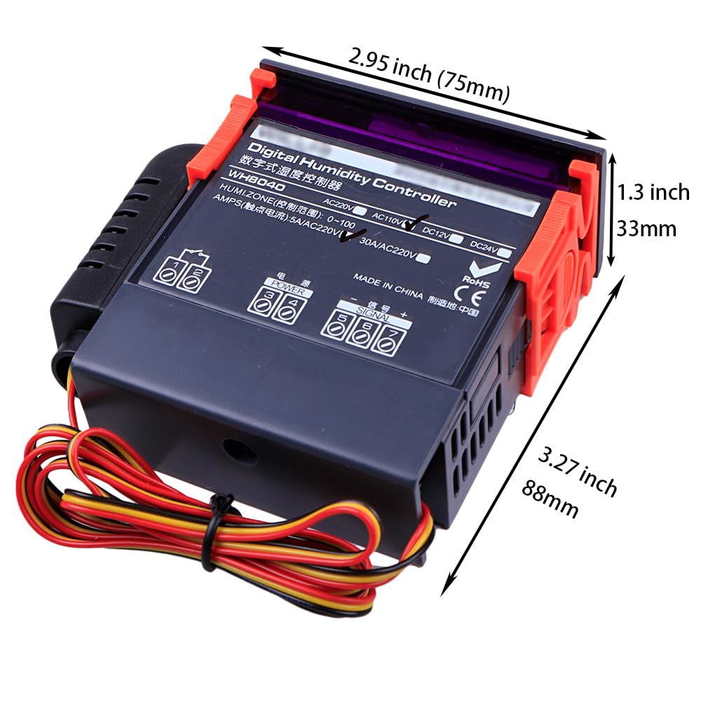 szzijia 110V Digital Air Humidity Temperature Control Controller WH8040 Range 1%~99%