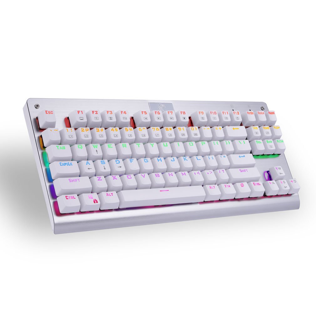 MechanicalEagle Z-77 75% Mechanical Keyboard | Aluminium Panel | Clicky Blue Switches | Rainbow LED Backlit | N-Key Rollover | 87-Key Tenkeyless | Hot Swappable |Spare Switches Included