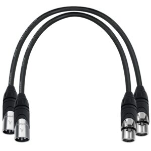 worlds best cables - star quad balanced male to female microphone cables - gotham gac-4/1-2 units - 0.5 foot w/amphenol ax3m & ax3f xlr connectors