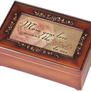 Cottage Garden Mom Love Means The World Burlwood Petite Rose Jewelry Music Box Plays You are My Sunshine