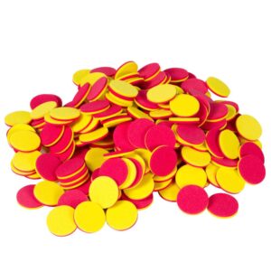 hand2mind foam two-color counters, red and yellow counters for kids math, classroom manipulatives for elementary, color counters for classroom, foam bingo chips, counting chips (tub of 200)​