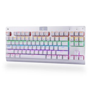 MechanicalEagle Z-77 75% Mechanical Keyboard | Aluminium Panel | Clicky Blue Switches | Rainbow LED Backlit | N-Key Rollover | 87-Key Tenkeyless | Hot Swappable |Spare Switches Included