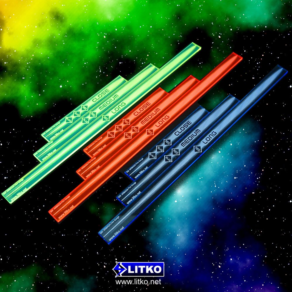 LITKO Multi Range Gauge Set | Long | Close | Medium | Compatible with Star Wars: Armada | 3 Pack (Fluorescent Green)