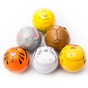 12 pieces - zoo animals squeeze stress ball bulk for kids and adults party favor - assorted designs