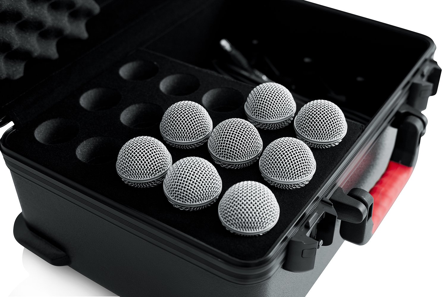 Gator Cases Molded Flight Case to Hold Up to (15) Wired Microphones with TSA Approved Locking Latch and Cable Storage; (GTSA-MIC15)