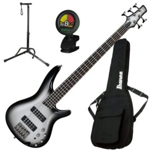 ibanez sr305e mss 5 string metallic silver sunburst electric bass with gig bag,