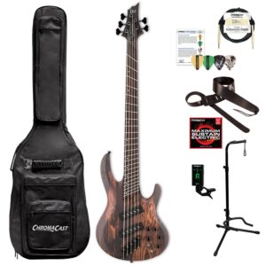 esp lb1005semsrns-kit-1 b series b-1005se multi-scale 5-string electric bass guitar, natural satin