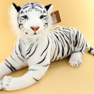 JESONN Realistic Stuffed Animals Tiger Toys Plush (White, 18.9 Inch)