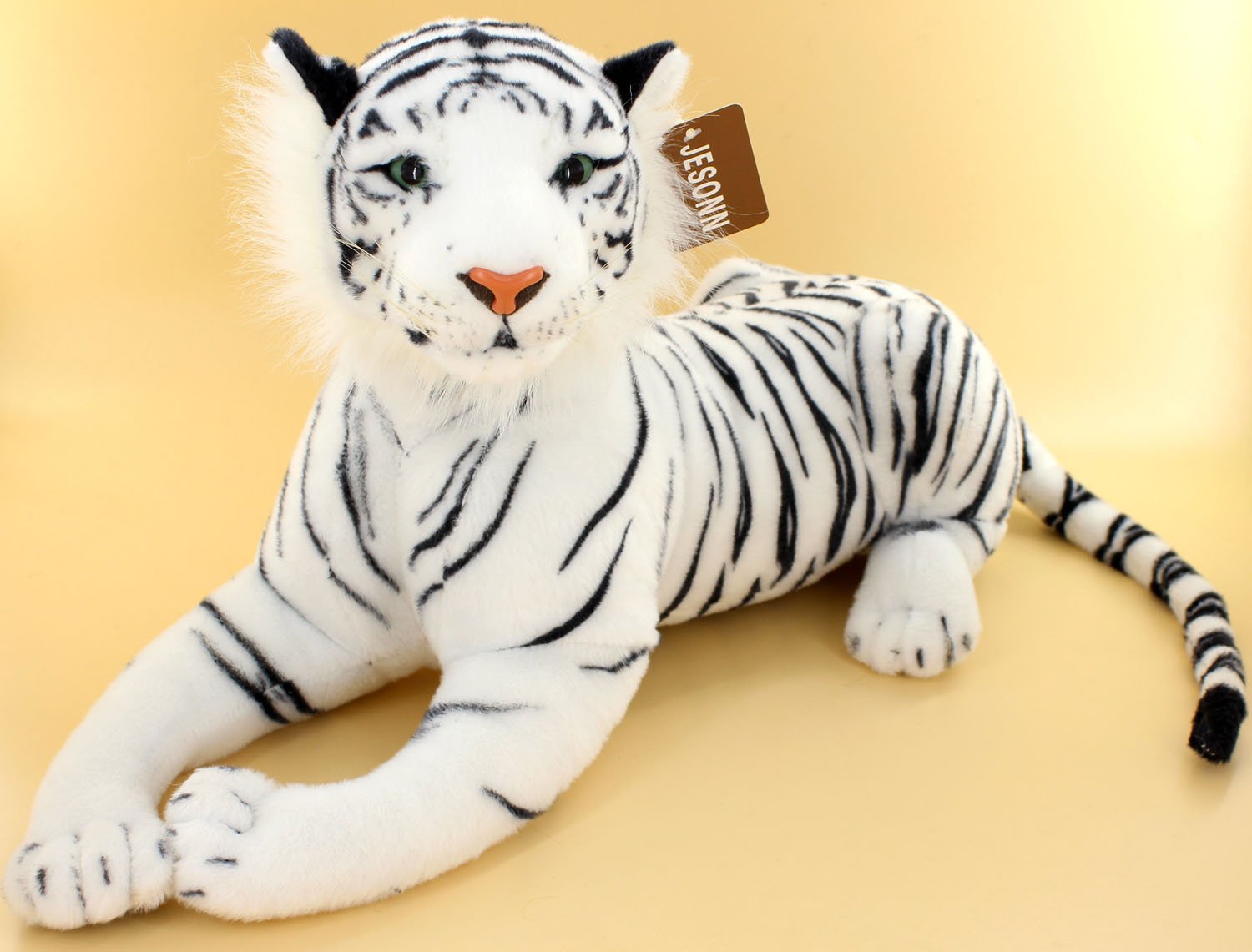 JESONN Realistic Stuffed Animals Tiger Toys Plush (White, 18.9 Inch)