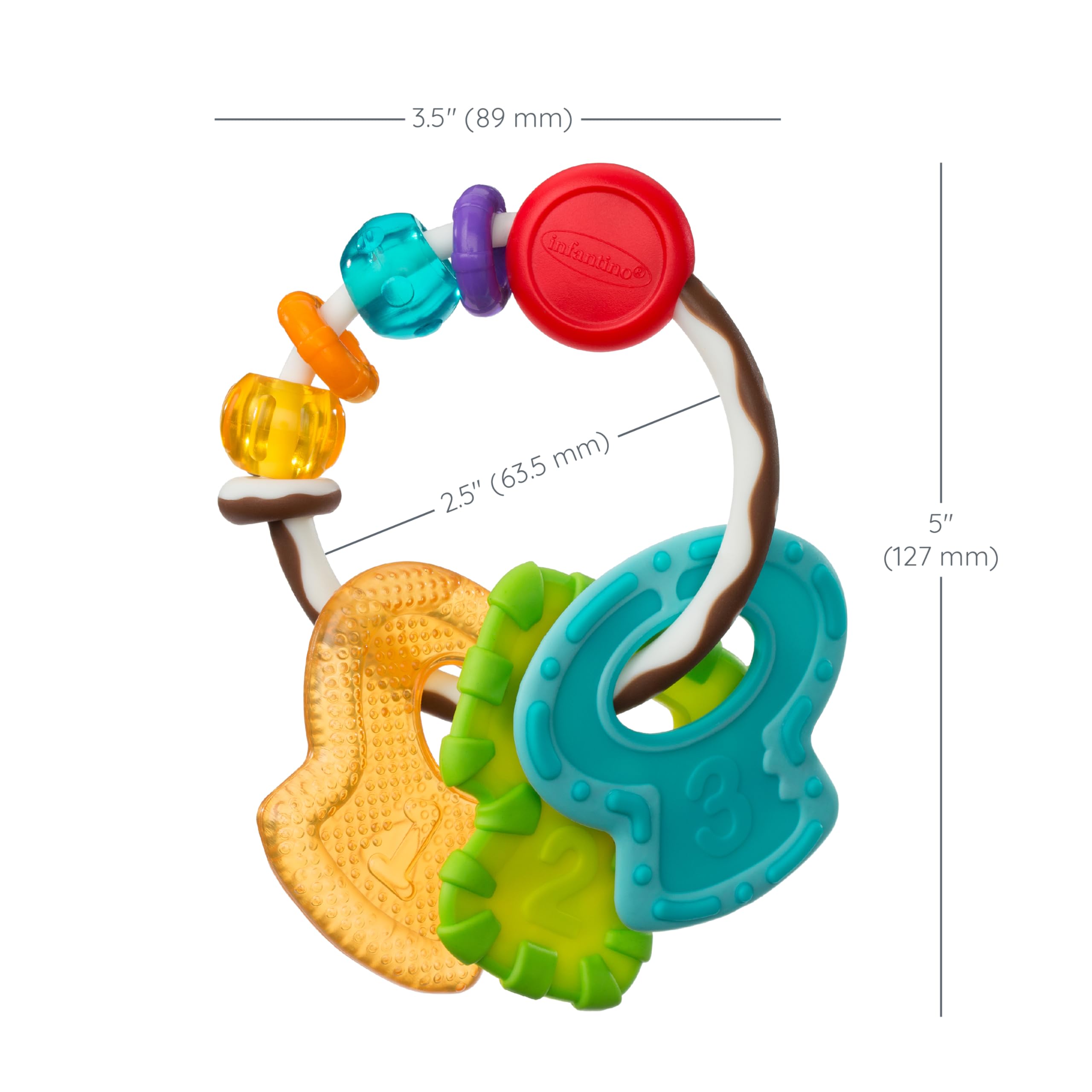 Infantino Cool & Chew Teether Keys, Three Sensory Stimulating Baby Teether Toys, 0M+, Multicolor