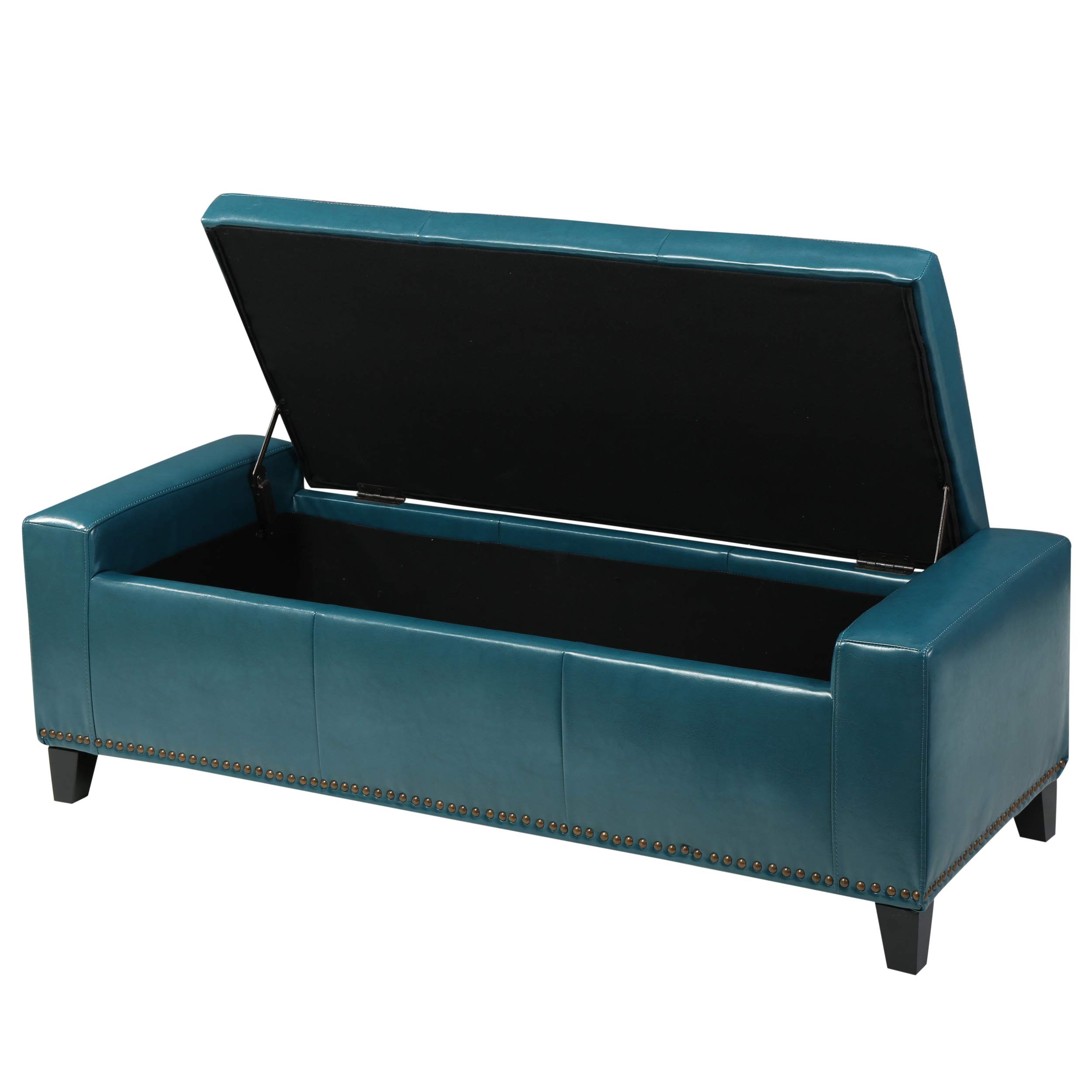 Christopher Knight Home Chelsea PU Storage Ottoman with Studs, Teal