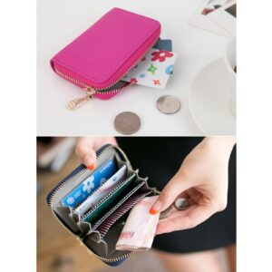 Women's Genuine Soft Leather Zipper Card Case Wallet Black