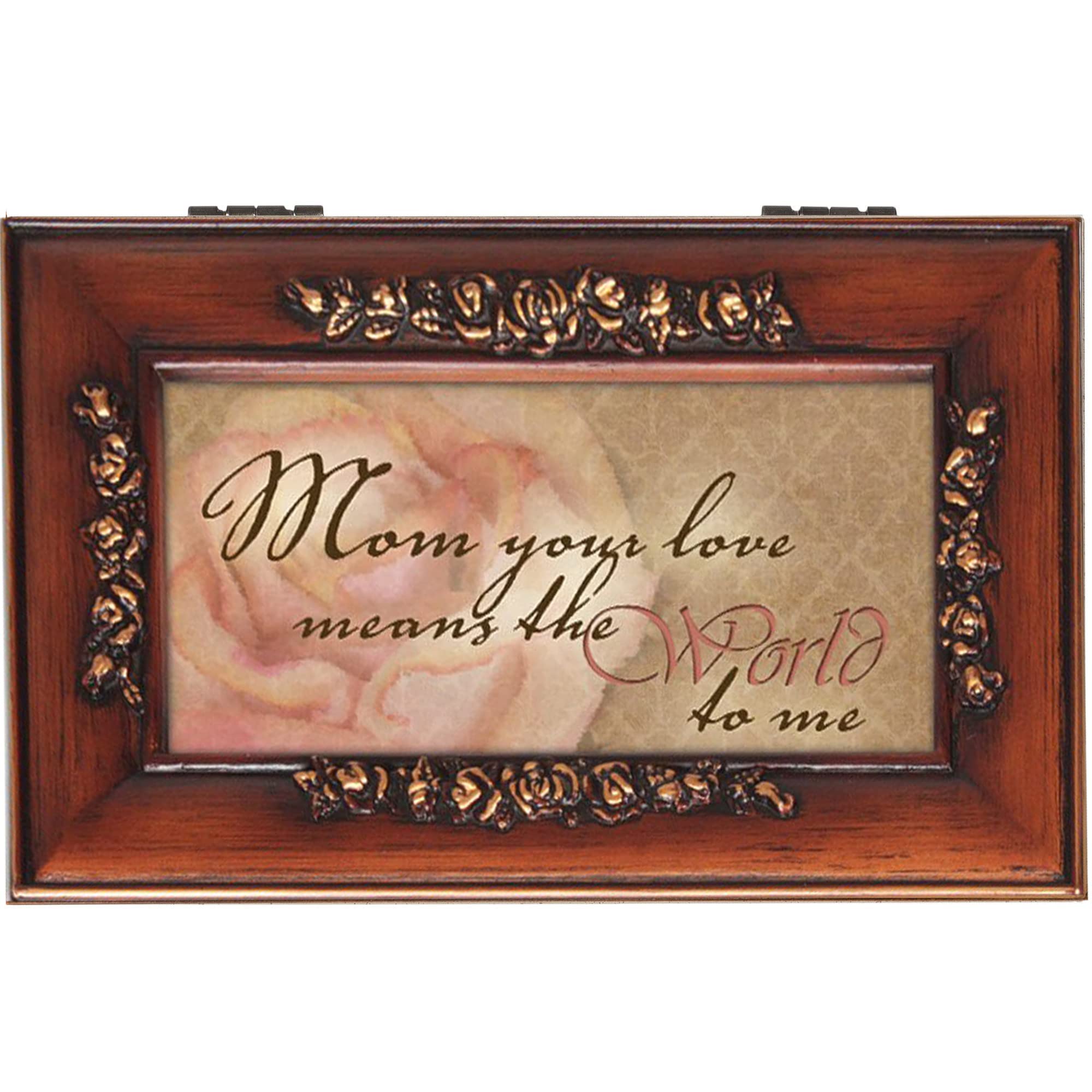 Cottage Garden Mom Love Means The World Burlwood Petite Rose Jewelry Music Box Plays You are My Sunshine