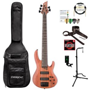 esp lb1005sebns-kit-1 b series b-1005se 5-string electric bass guitar, natural satin