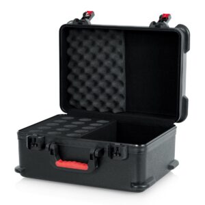 Gator Cases Molded Flight Case to Hold Up to (15) Wired Microphones with TSA Approved Locking Latch and Cable Storage; (GTSA-MIC15)