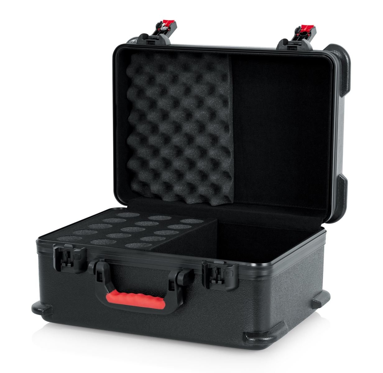 Gator Cases Molded Flight Case to Hold Up to (15) Wired Microphones with TSA Approved Locking Latch and Cable Storage; (GTSA-MIC15)