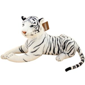 jesonn realistic stuffed animals tiger toys plush (white, 18.9 inch)