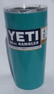 yeti rambler tumbler, stainless steel, with lid, custom colors (turquoise) (20 ounce)