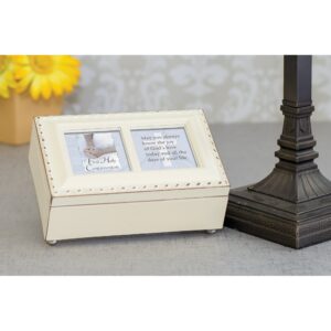 Cottage Garden First Communion Know The Joy Ivory Rope Trim Petite Jewelry Music Box Plays Jesus Loves Me