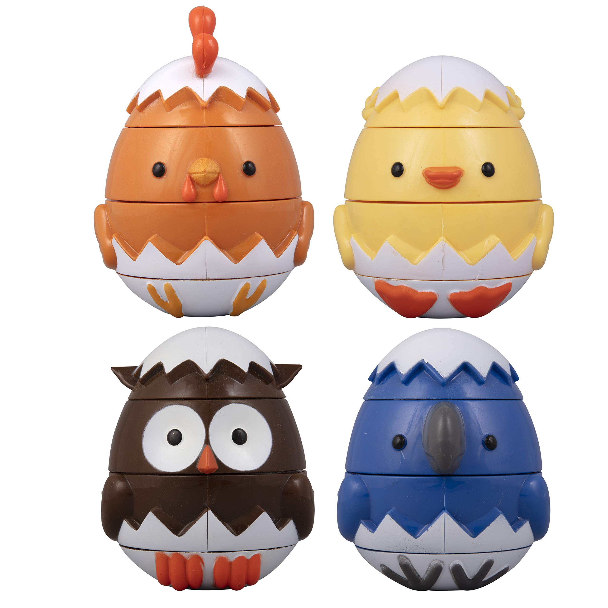 Svan Stacking & Sorting Egg Toys, Mix & Match Educational Hatching Farm Animal Eggs (Pack of 4) Owl, Duck Chicken Bluejay - Fun Creative & Imaginative, Kids Hands On Building Play, Xmas Gift