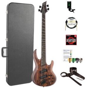 esp lb1004semsrns-kit-2 b series b-1004se multi-scale 4-string electric bass guitar, natural satin