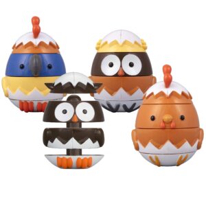 Svan Stacking & Sorting Egg Toys, Mix & Match Educational Hatching Farm Animal Eggs (Pack of 4) Owl, Duck Chicken Bluejay - Fun Creative & Imaginative, Kids Hands On Building Play, Xmas Gift