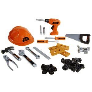 Black+Decker Junior Kids Tool Set - Mega Tool Set with 42Piece Tools & Accessories! Role Play Tools for Toddlers Boys & Girls Ages 3 Years Old & Above, Includes Helmet & Drill!