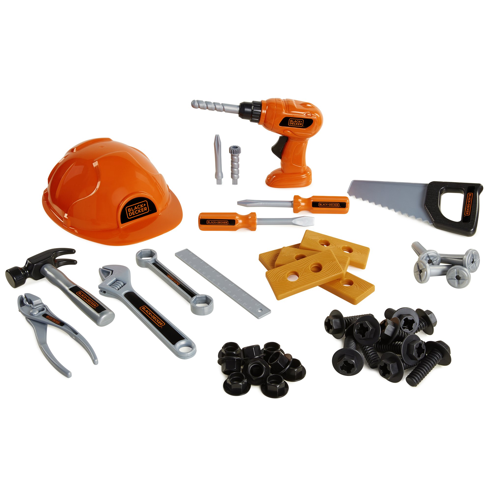 Black+Decker Junior Kids Tool Set - Mega Tool Set with 42Piece Tools & Accessories! Role Play Tools for Toddlers Boys & Girls Ages 3 Years Old & Above, Includes Helmet & Drill!