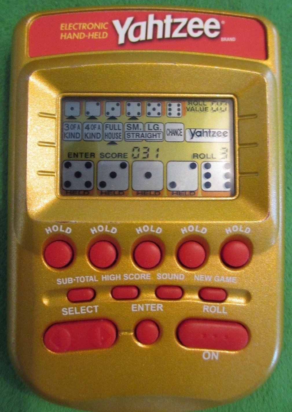 Yahtzee Electronic Handheld Game RED/GOLD EDITION (Includes Instructions)