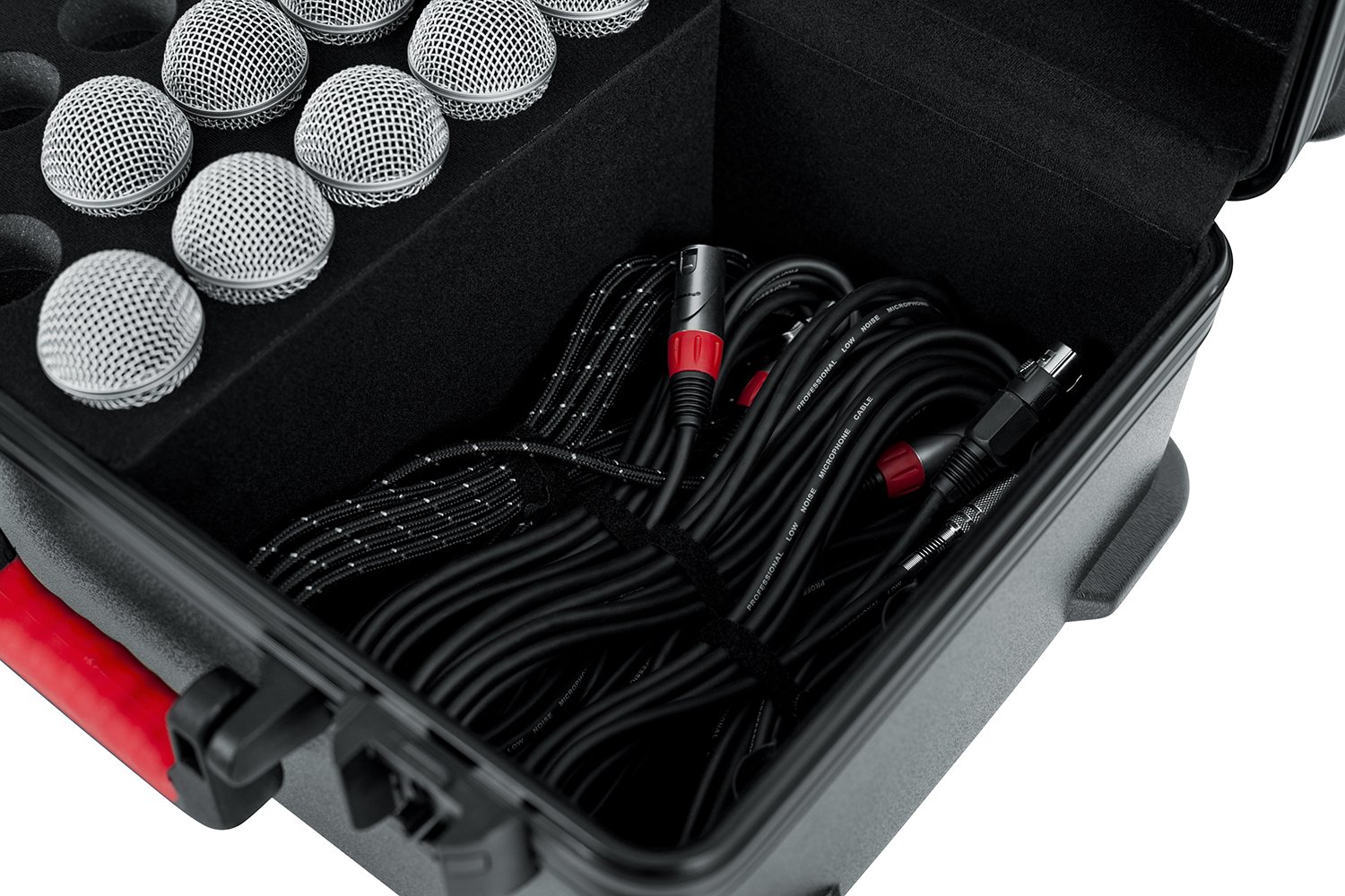 Gator Cases Molded Flight Case to Hold Up to (15) Wired Microphones with TSA Approved Locking Latch and Cable Storage; (GTSA-MIC15)