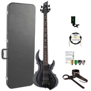 esp lta604frxblks-kit-2 tom araya signature series 604frx electric bass, black satin