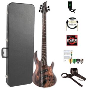 esp lb1005semsrns-kit-2 b series b-1005se multi-scale 5-string electric bass guitar, natural satin