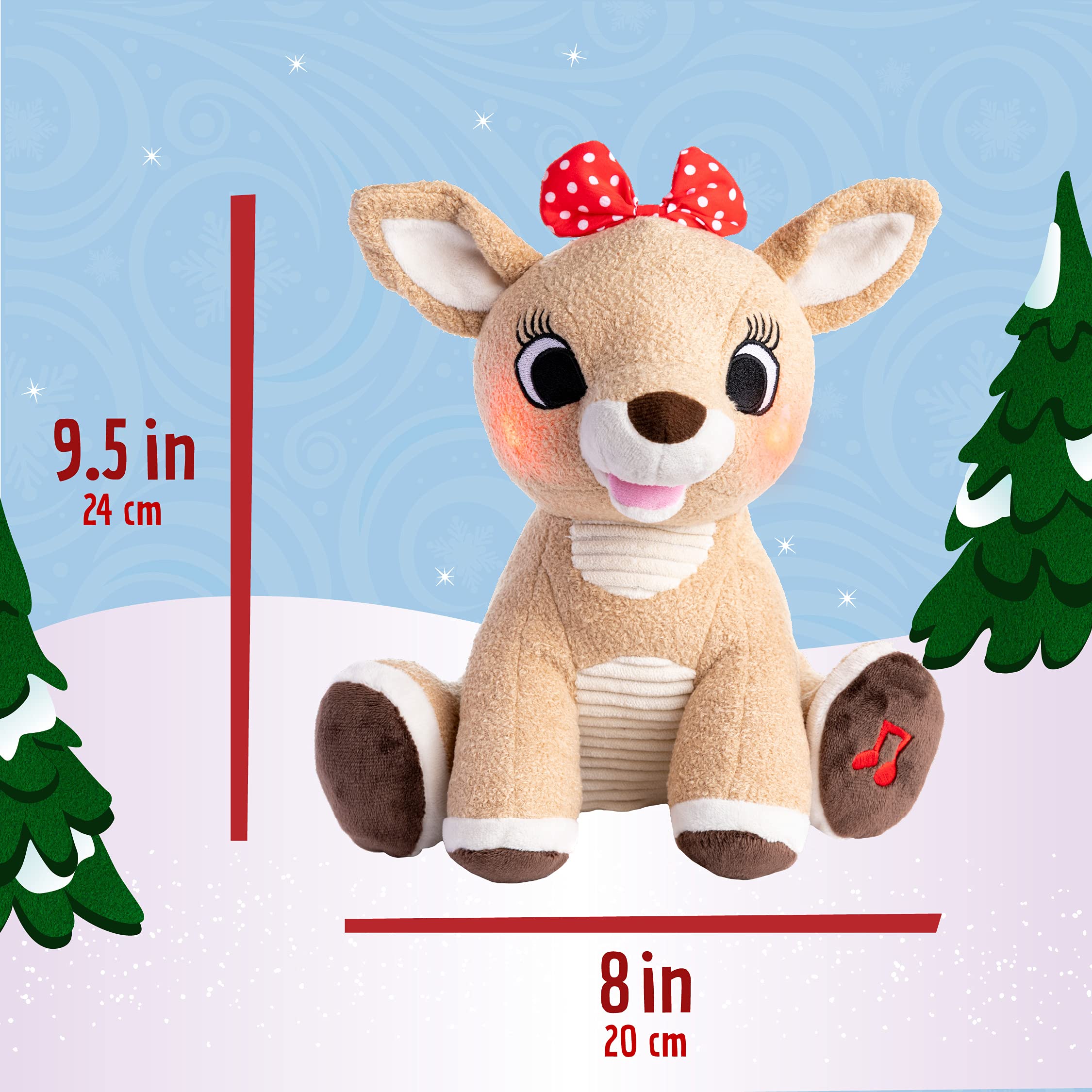 KIDS PREFERRED Rudolph the Red-Nosed Reindeer Light Up Musical Clarice Stuffed, Soft Crinkle, Christmas Holiday Toy, Boys & Girls 0 and up, 9.5 Inches