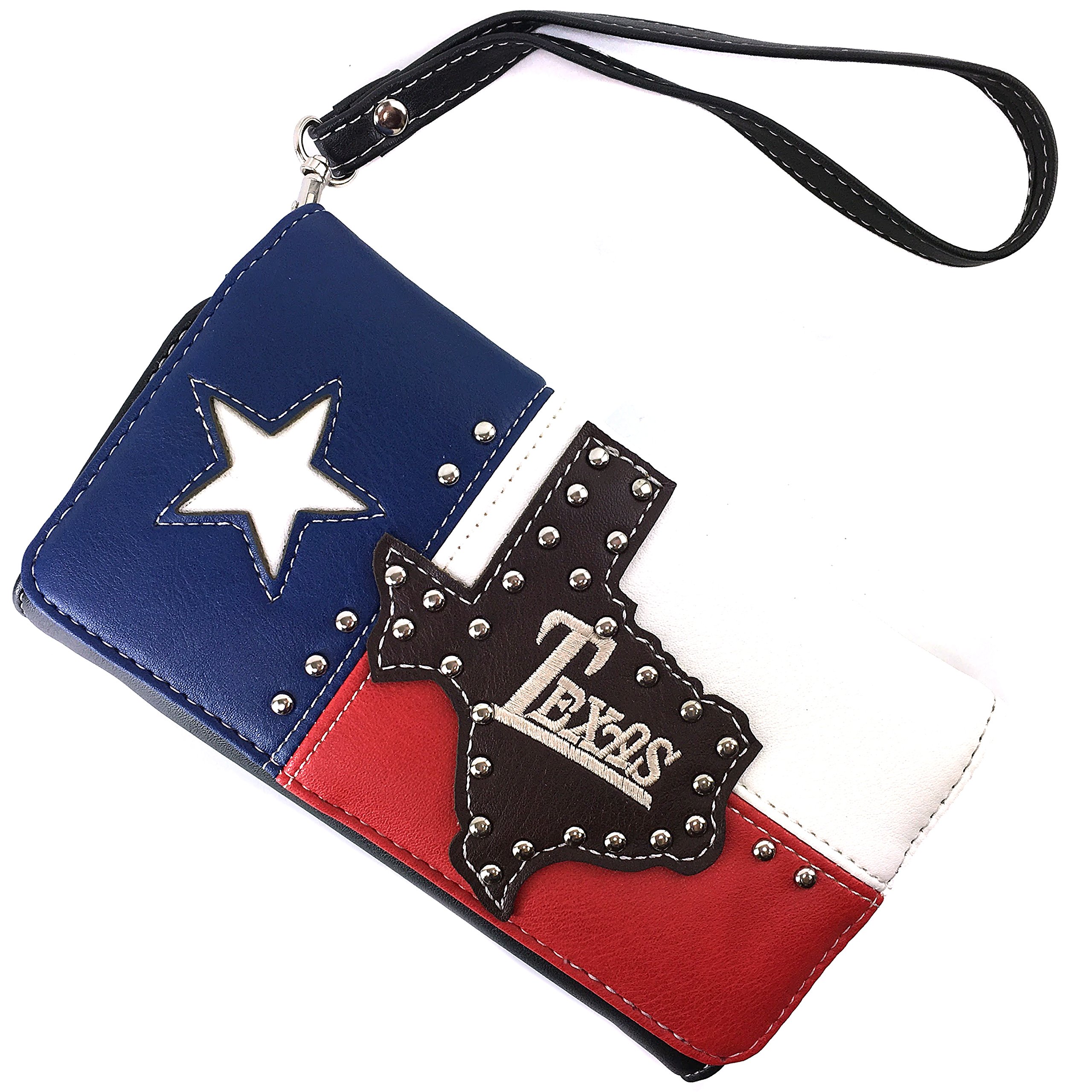 Justin West Texas Red White Blue Flag Patriotic Chain Shoulder Concealed Carry Handbag Purse Trifold Wallet (Purse with Wallet)