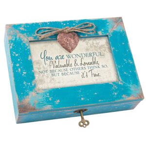 cottage garden you are wonderful valuable lovable teal distressed jewelry music box plays you light up my life