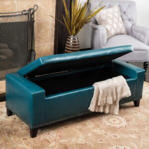 Christopher Knight Home Chelsea PU Storage Ottoman with Studs, Teal