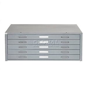 global industrial 41"w flat file cabinet, 5 drawer, gray