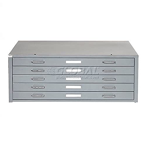 Global Industrial 41"W Flat File Cabinet, 5 Drawer, Gray