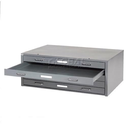 Global Industrial 41"W Flat File Cabinet, 5 Drawer, Gray