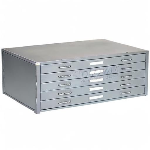 Global Industrial 41"W Flat File Cabinet, 5 Drawer, Gray