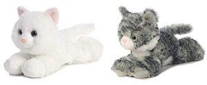 aurora 31265,31713 bundle of 2 7.5" floppy beanbag cat stuffed animals-lily & sugar, multicolor