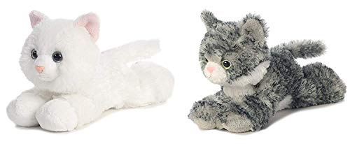 Aurora 31265,31713 Bundle of 2 7.5" Floppy Beanbag Cat Stuffed Animals-Lily & Sugar, Multicolor