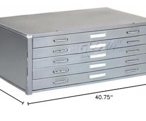 Global Industrial 41"W Flat File Cabinet, 5 Drawer, Gray