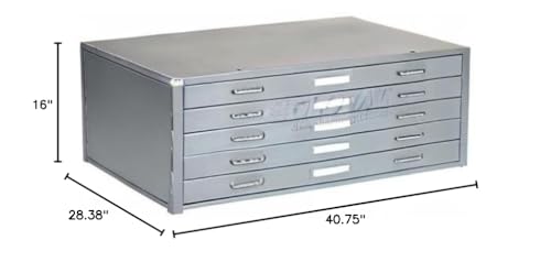 Global Industrial 41"W Flat File Cabinet, 5 Drawer, Gray