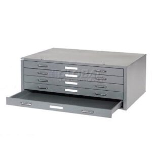 Global Industrial 41"W Flat File Cabinet, 5 Drawer, Gray