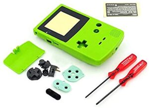 replacement full housing shell case cover pack with buttons screwdrivers for game boy color gbc repair part - apple green