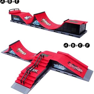 Mini Finger Toy Skateboard Park Ramp Kit, MOMSIV Fingerboard Half Pipe Ultimate Parks Training Props Accessories for Kids Adult (Style D)