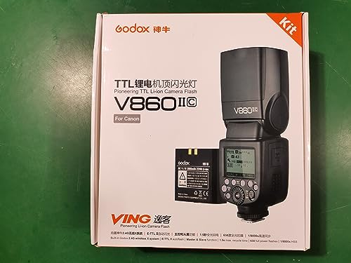 Godox V860II-C V860IIC Camera Flash Speedlite for Canon, 2.4G TTL Flash Speedlight GN60 1/8000s HSS, Rechargable Li-ion Battery, 650 Full Power Flashes, External Flash Compatible for Canon EOS Cameras