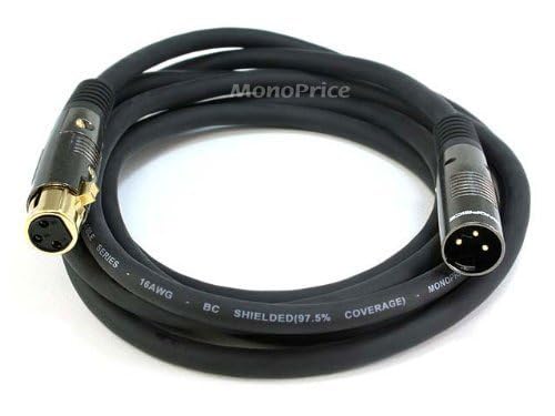 Monoprice 104752 10-Feet Premier Series XLR Male to XLR Female 16AWG Cable (2 Pack)