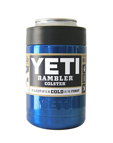 Custom YETI Coolers Powder Coated Rambler Colster Beverage Holder Insulator - Keep your 12 oz beer or soda, can or bottle, cold for hours (Blue Metallic)